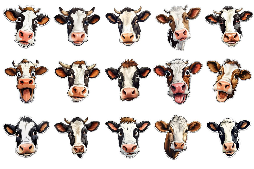 Funny Cow Face Sticker Clipart - So Fontsy