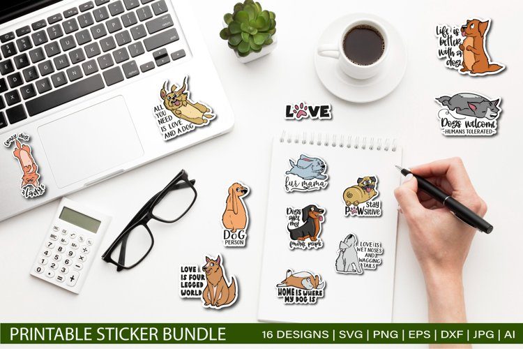 Funny Dog bundle svg / Printable Stickers for Cricut - So Fontsy