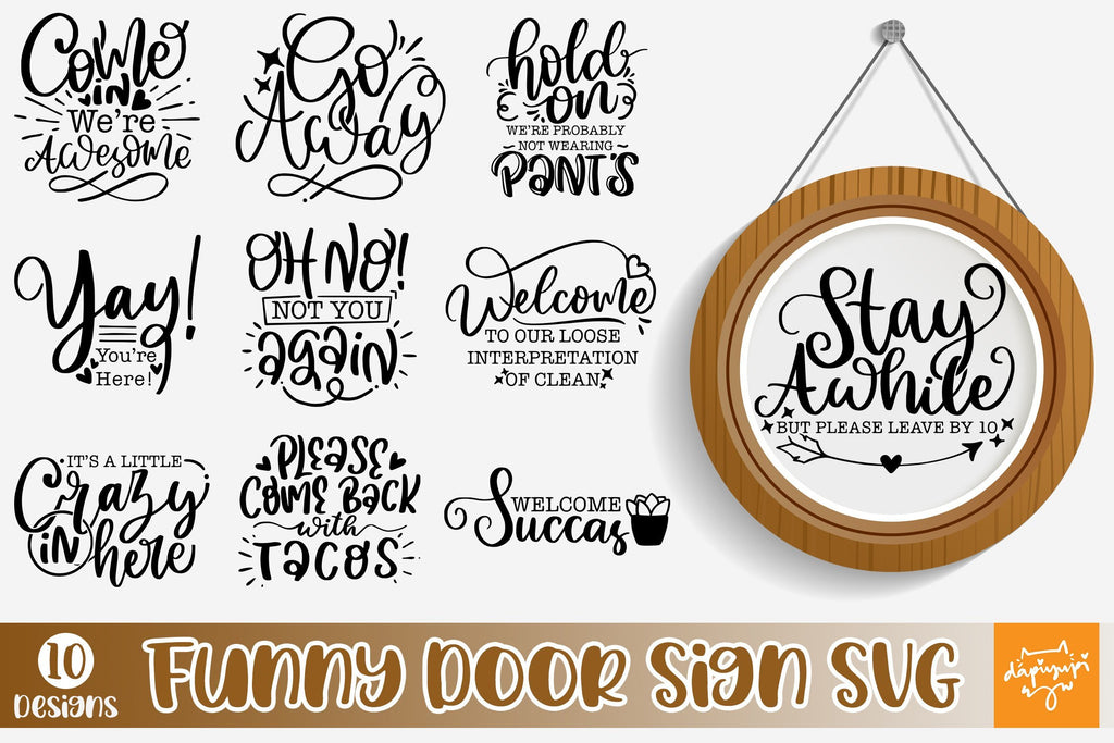 Funny Door Sign SVG Bundle Farmhouse SVG - So Fontsy