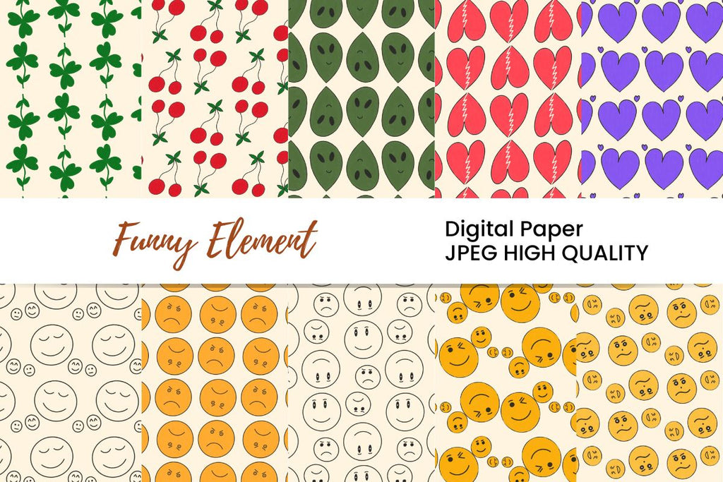 Funny Element Digital Paper Bundle - So Fontsy