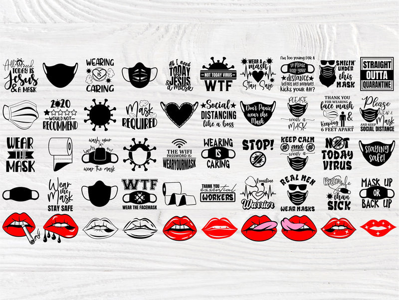Funny Face Mask Svg Bundle, Face Mask Quotes, Face Mask Sayings ...
