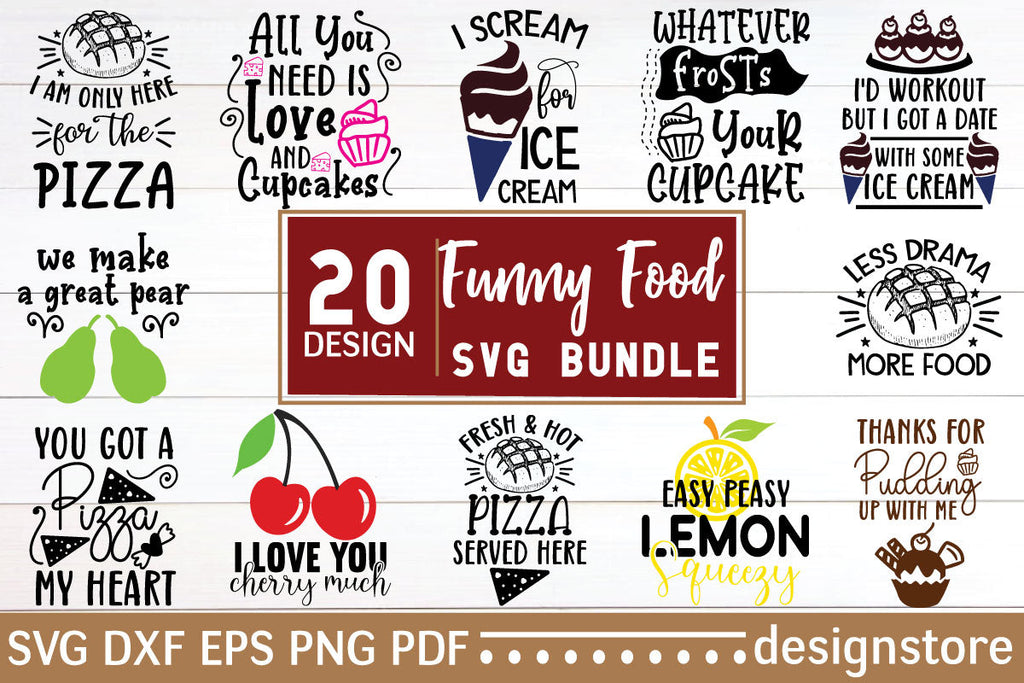 Funny Food Svg Bundle - So Fontsy