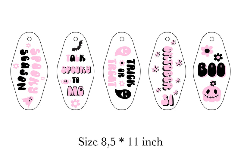 Funny Halloween Keychain SVG. Pink Halloween Mini Bundle - So Fontsy