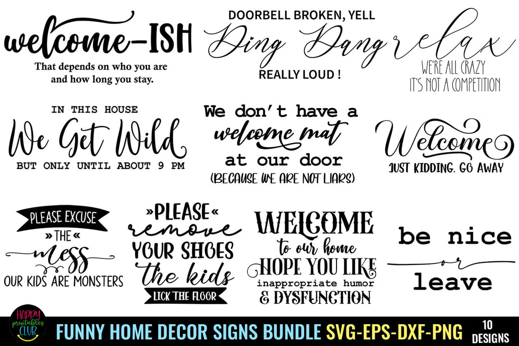 Funny Home Decor Sign SVG Bundle I Home Sign SVG Bundle - So Fontsy