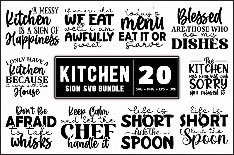 Funny kitchen Sign SVG Bundle, kitchen SVG Bundle - 20 Designs - So Fontsy