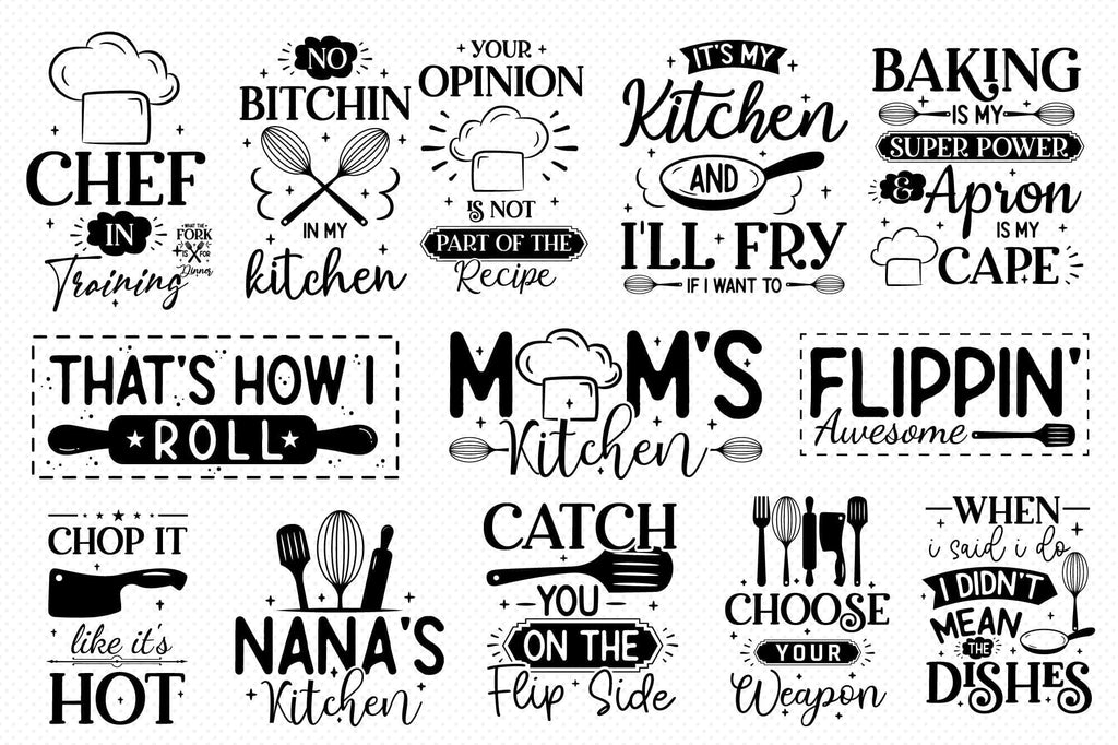 Funny Kitchen Sign SVG Bundle - So Fontsy