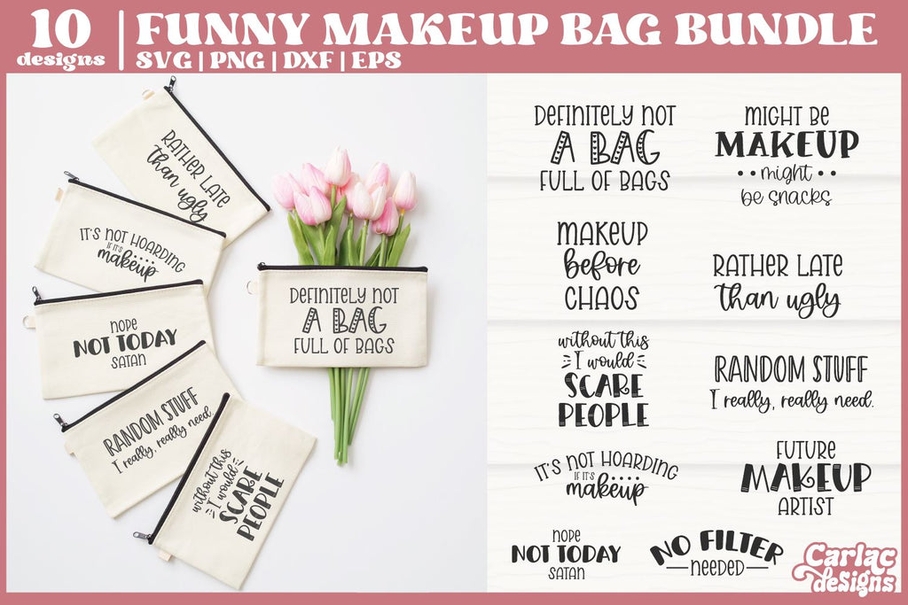 Funny Makeup Bag SVG Bundle | Makeup SVG Bundle - So Fontsy
