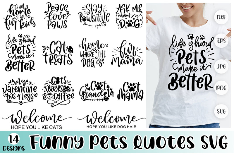 Funny Pets Quotes SVG Bundle - So Fontsy
