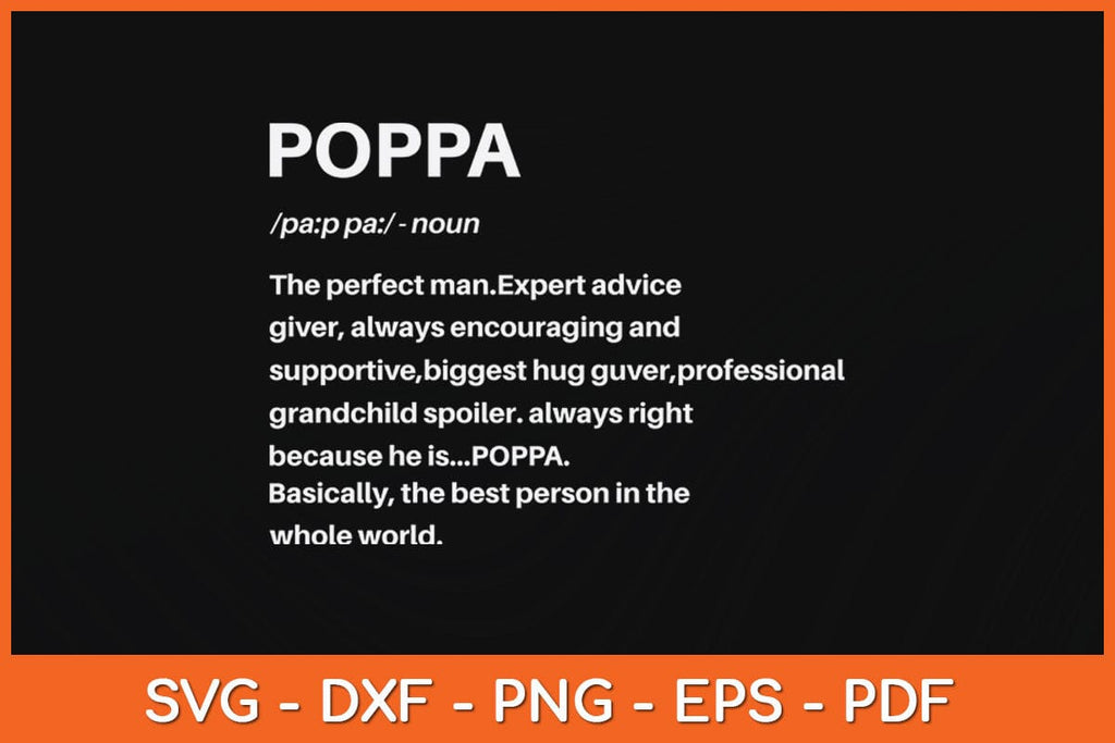 Funny Poppa Definition Birthday Father Day Grandpa Svg Cutting File ...