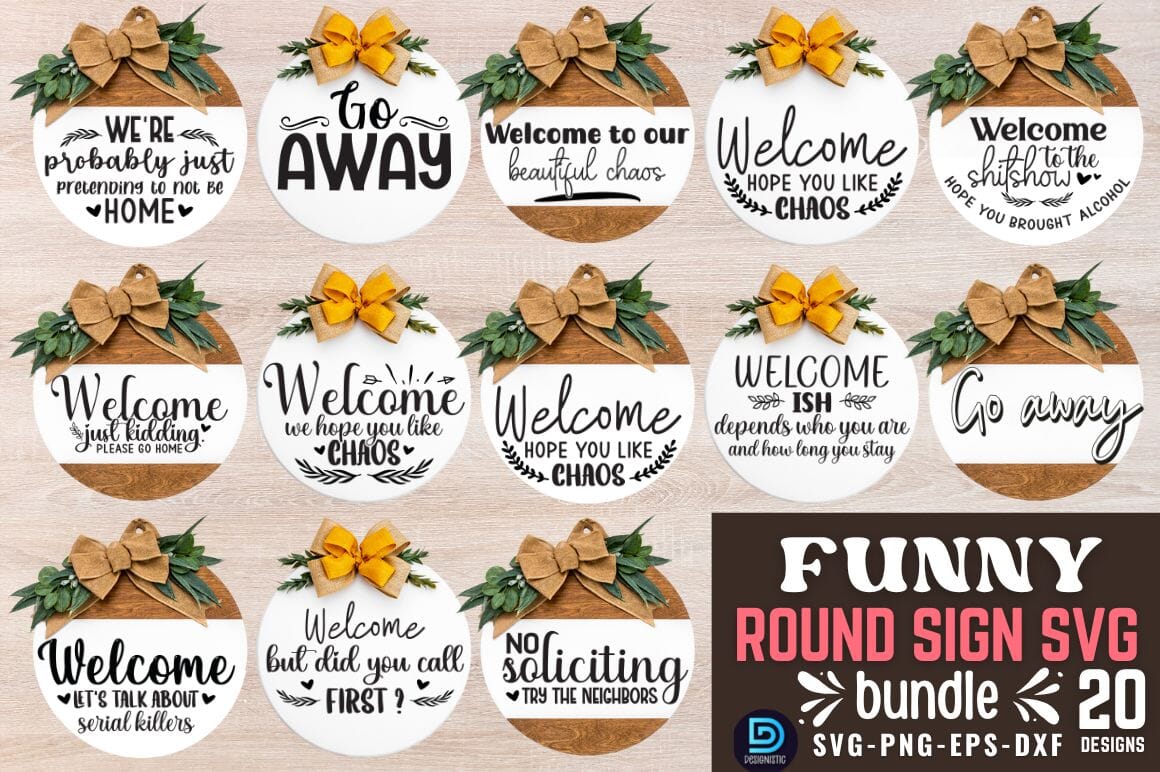 Funny Round Signs SVG Bundle - So Fontsy