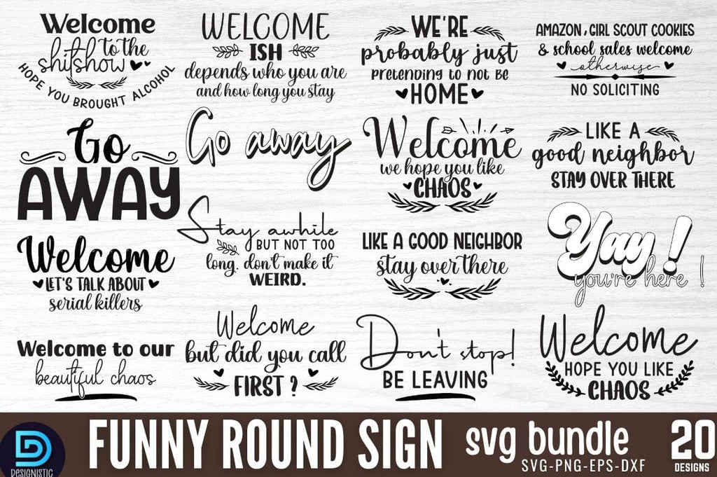 Funny Round Signs SVG Bundle - So Fontsy
