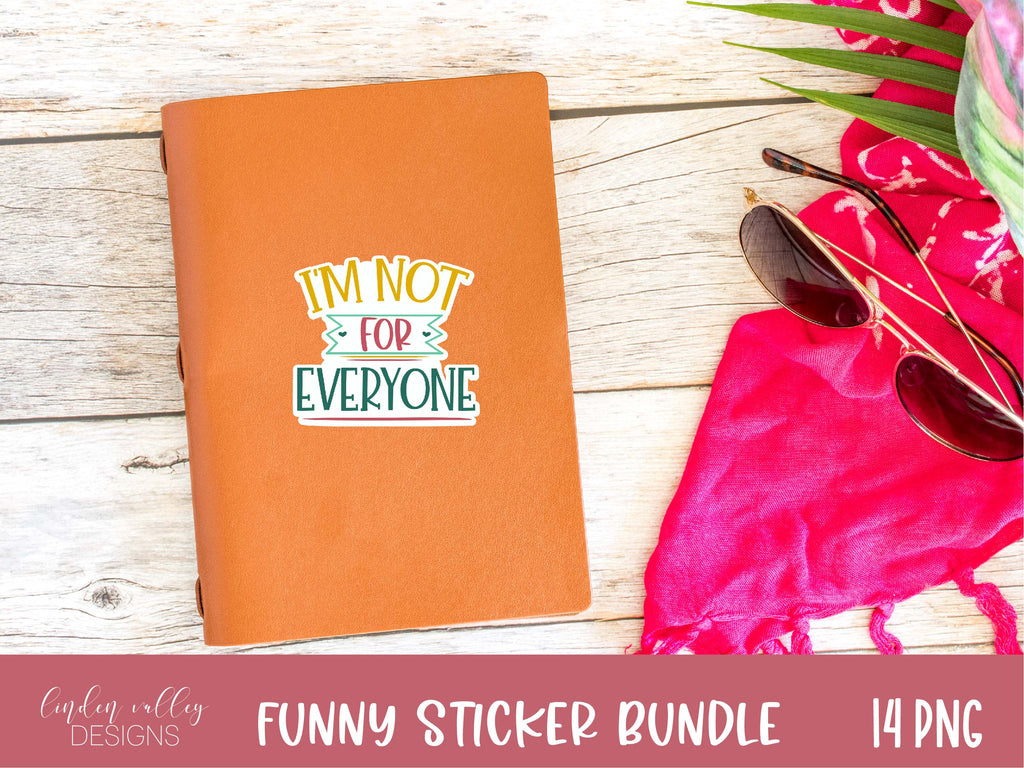 Funny Sticker Bundle-Set of 14 PNG Stickers - So Fontsy