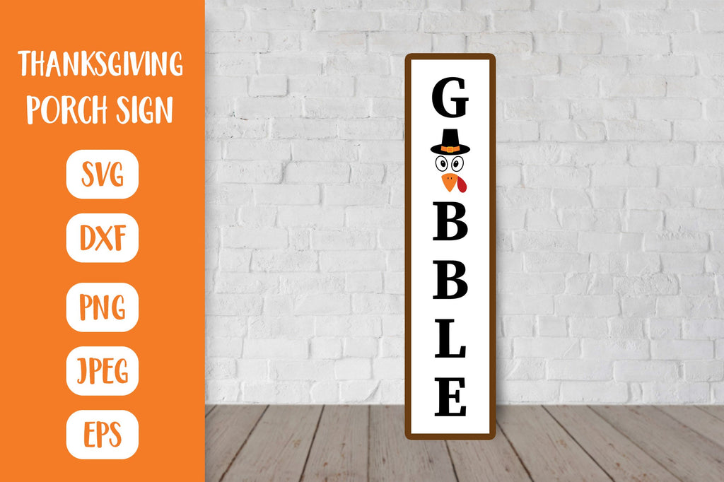 Funny Thanksgiving Porch Sign SVG. Gobble Vertical Sign - So Fontsy
