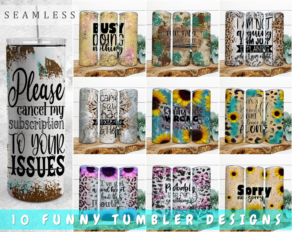Funny Tumbler Sublimation Designs Bundle, 20 Oz Skinny Tumbler Funny ...