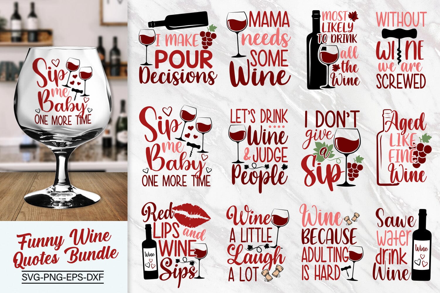Funny Wine Quotes Bundle Svg, Wine Quotes Svg, Wine Bundle - So Fontsy