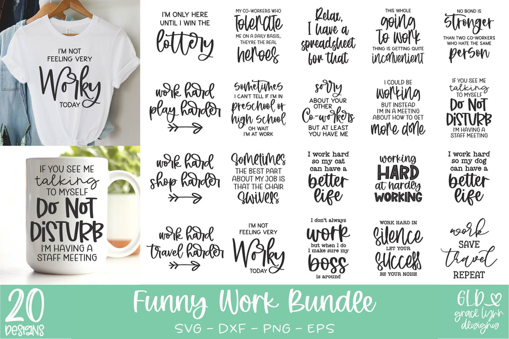 Funny Work SVG Bundle | Office Humor SVG Quotes - So Fontsy