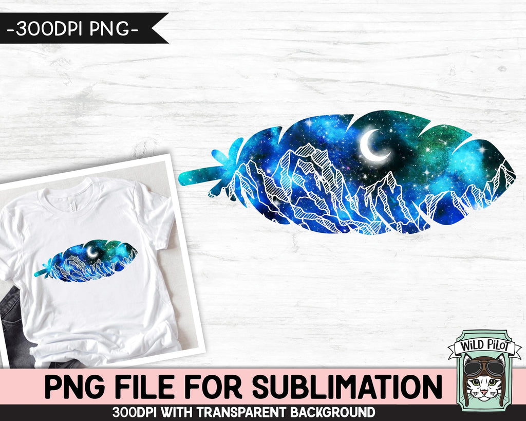 Galaxy PNG SUBLIMATION design, Feather PNG, Feather Clipart, Boho png ...