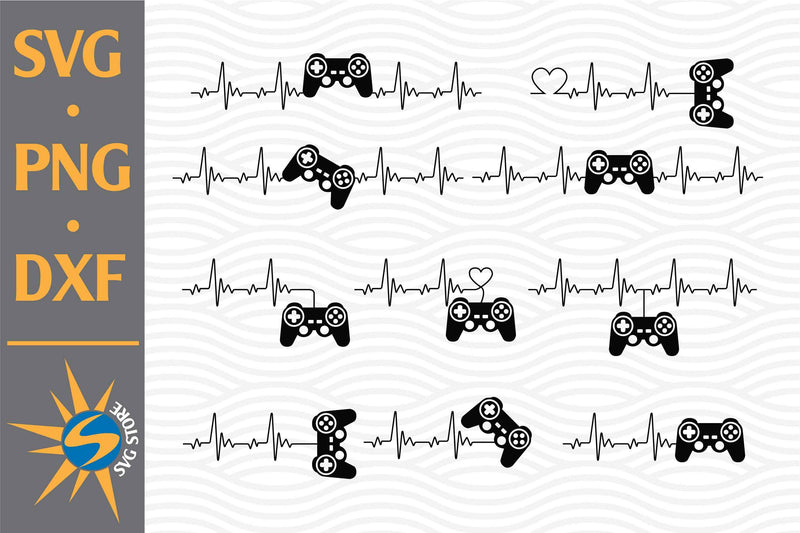 Game Controller Heartbeat SVG, PNG, DXF Digital Files Include - So Fontsy