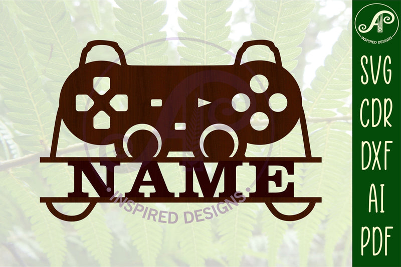 Game controller name sign svg laser cut template - So Fontsy