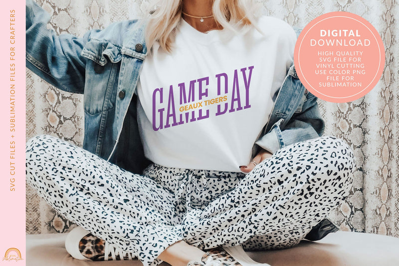 Game Day SVG File College Football LSU Geaux Tigers HM - So Fontsy
