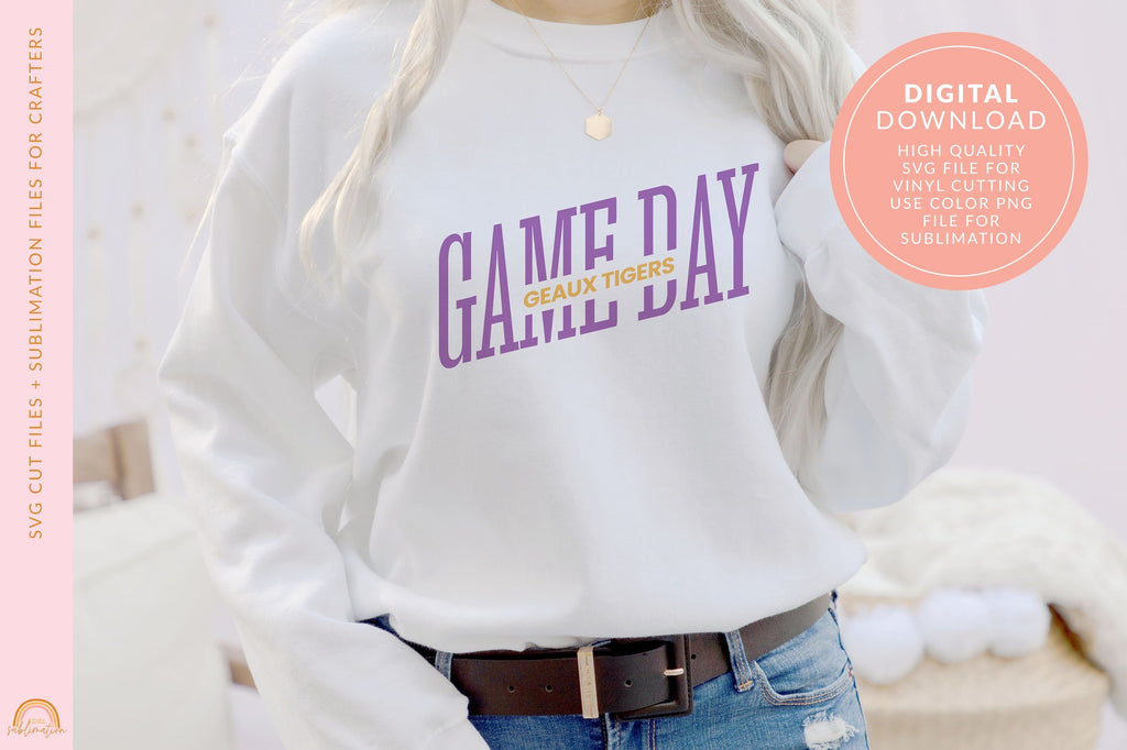 Game Day SVG File College Football LSU Geaux Tigers HM - So Fontsy