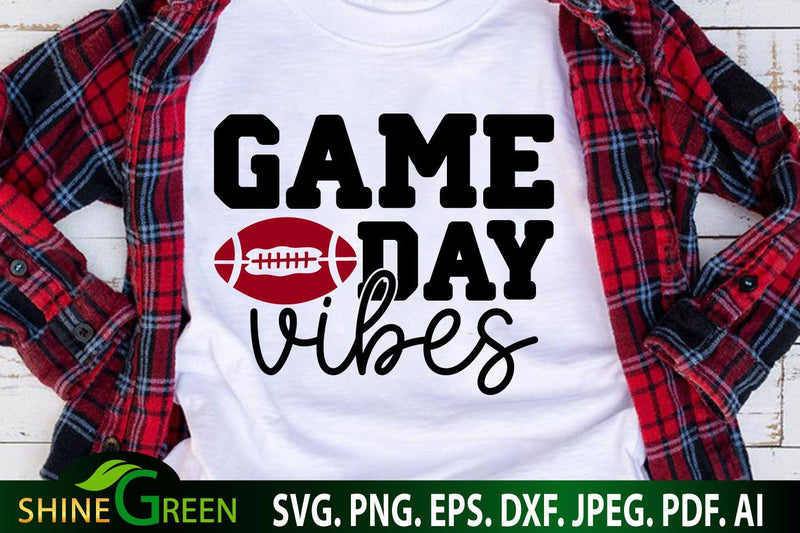 Game Day Vibes Football SVG Cut File - So Fontsy