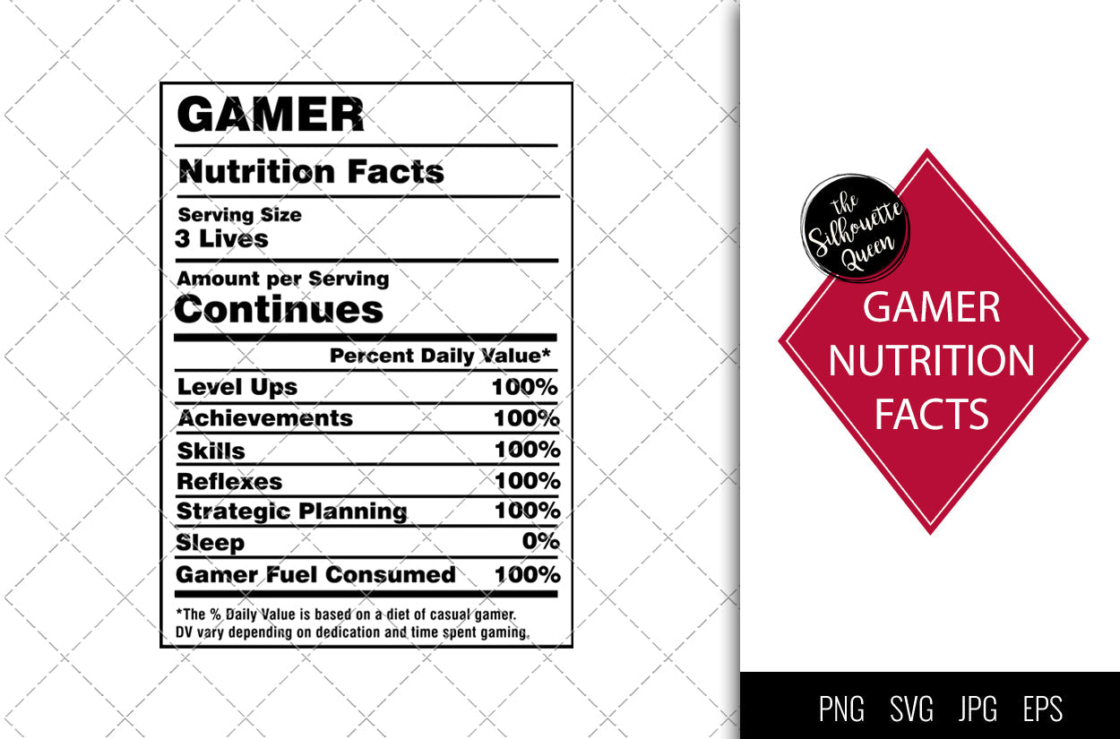 Gamer Nutrition facts svg – Nutrition svg –Gamer facts clipart – Baseb ...