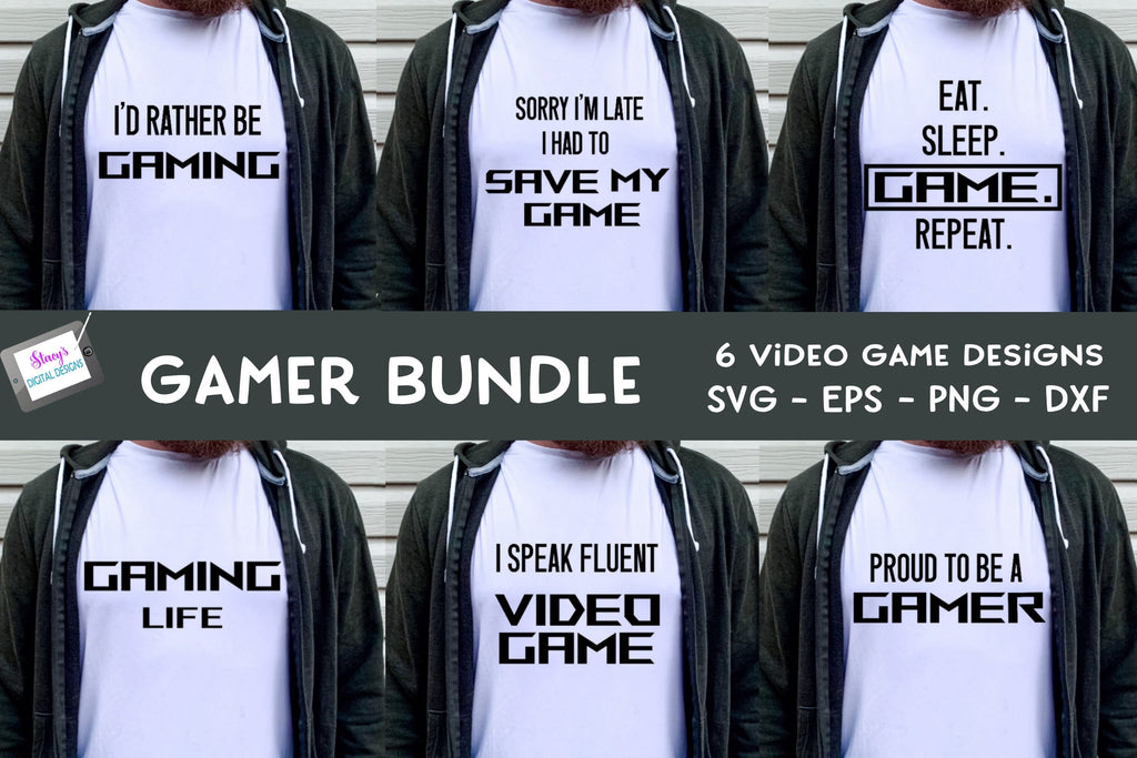 Gamer SVG Bundle | Video Game Bundle with 6 Designs - So Fontsy