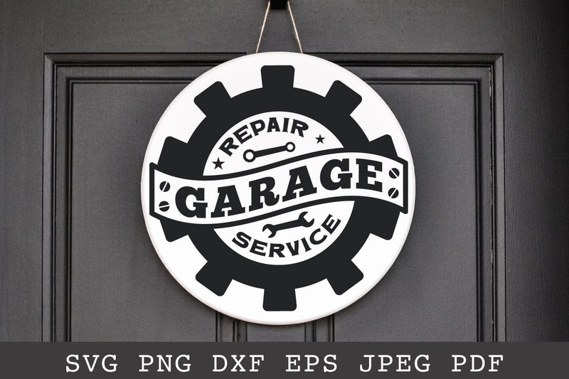 Garage Sign SVG Cut File | Round Wood Sign - So Fontsy