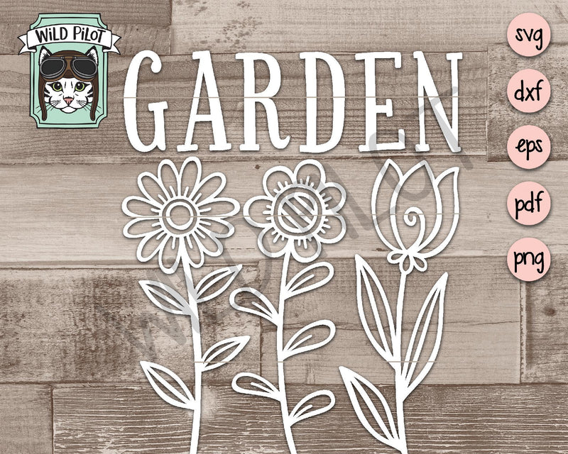 Garden Floral Sign SVG Cut File - So Fontsy