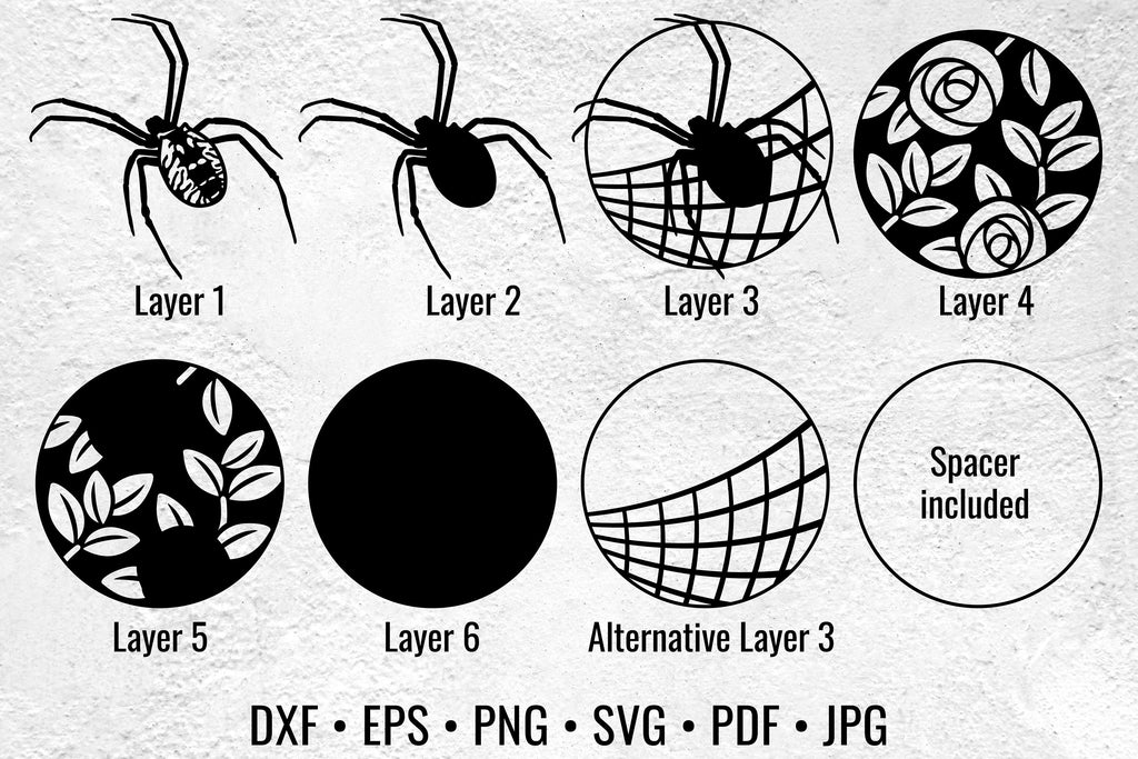 Garden Spider layered art laser cut files - So Fontsy