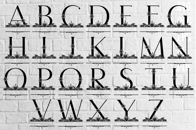 Garden Split Alphabet A-Z svg eps ai png pdf - So Fontsy
