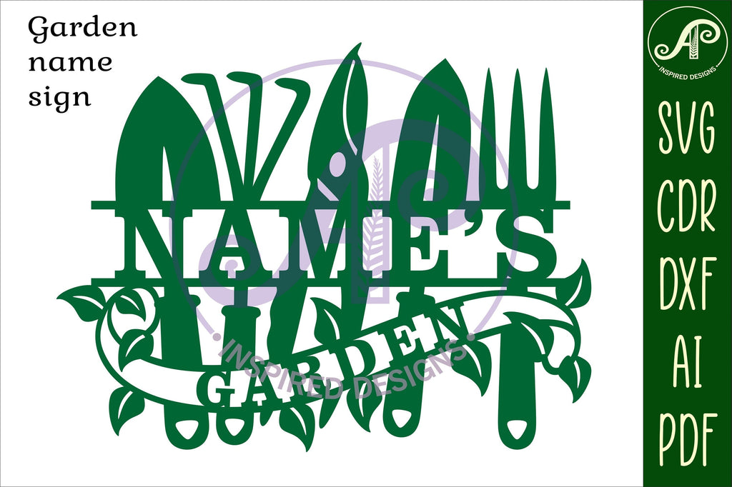 Garden tools sign svg laser cut template - So Fontsy