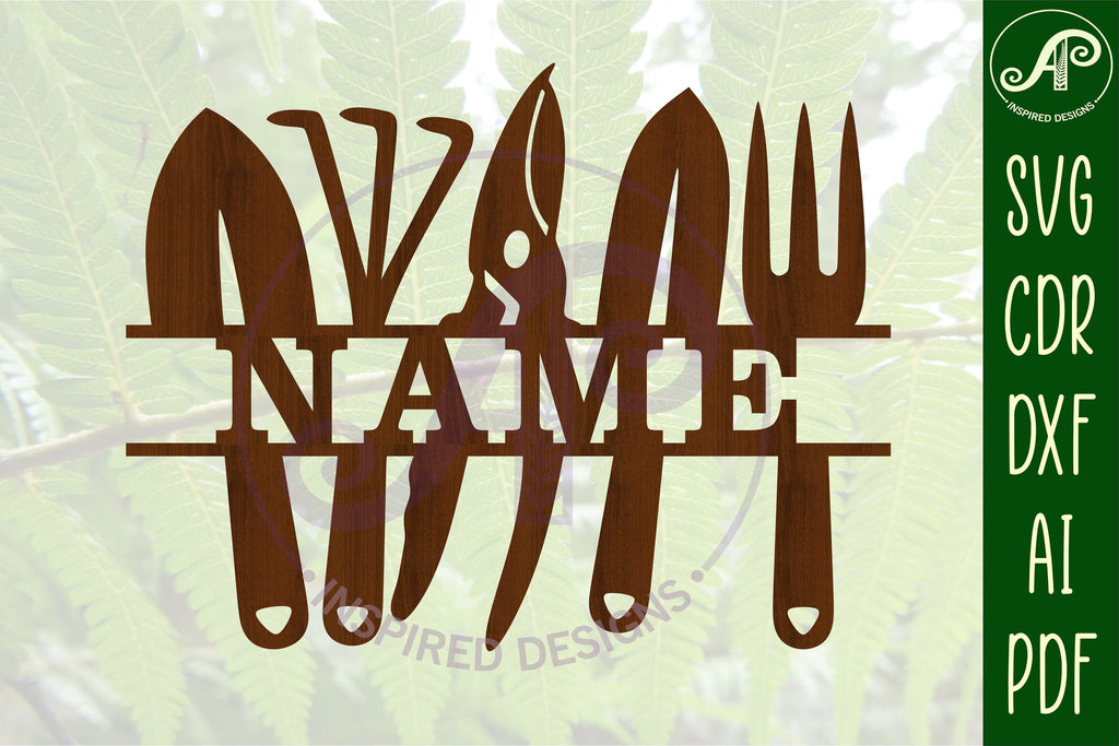 Garden tools sign svg laser cut template - So Fontsy