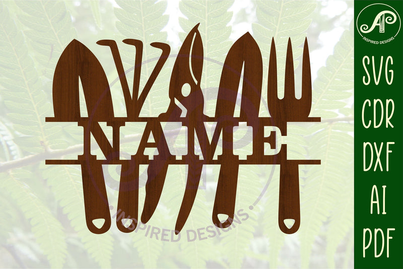 Garden tools sign svg laser cut template - So Fontsy