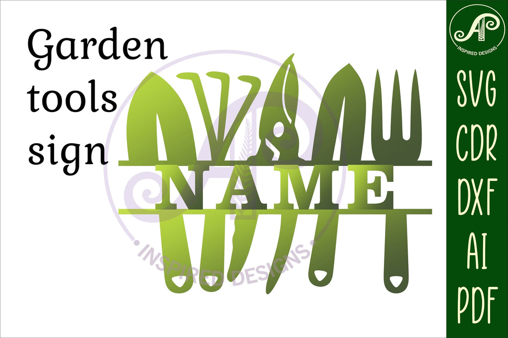 Garden tools sign svg laser cut template - So Fontsy