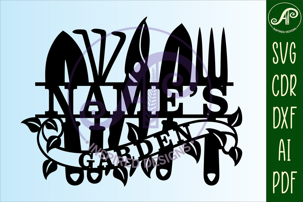 Garden tools sign svg laser cut template - So Fontsy