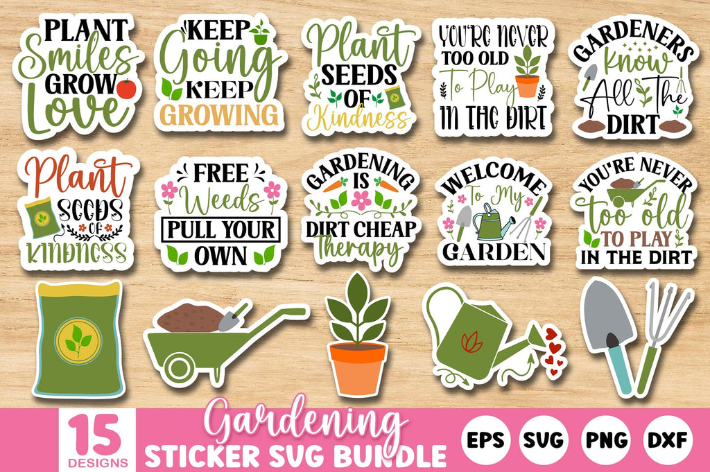 Gardening Sticker SVG Design Bundle - So Fontsy