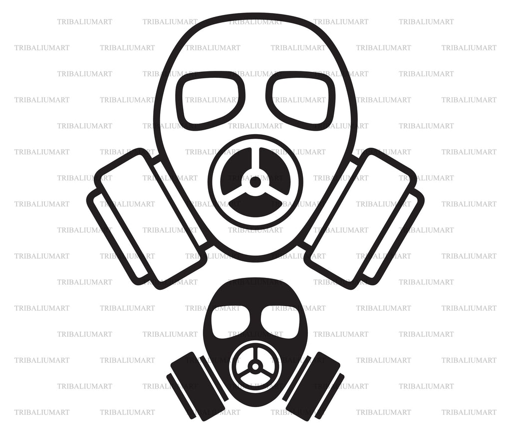 Gas mask. Cut files for Cricut. Clip Art silhouettes (eps, svg, pdf ...