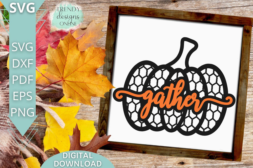 Gather Chicken wire Pumpkin SVG I Fall Pumpkin SVG - So Fontsy