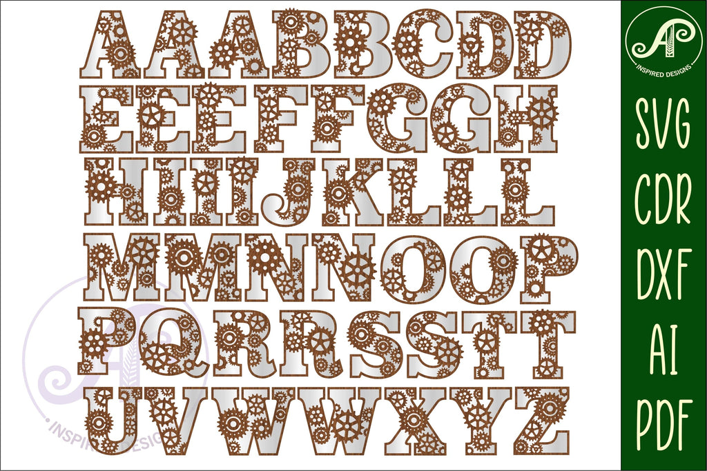 Gear Steampunk alphabet letter set bundle . 47 letters - So Fontsy