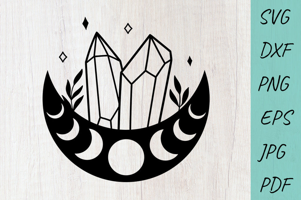 Gemstone SVG,Moon and Crystals SVG, Mystical SVG - So Fontsy