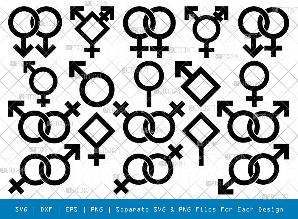 Gender Symbol SVG, Gender Silhouette, Transgender Svg, Gender Signs Svg ...
