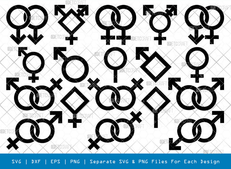 Gender Symbol SVG, Gender Silhouette, Transgender Svg, Gender Signs Svg ...