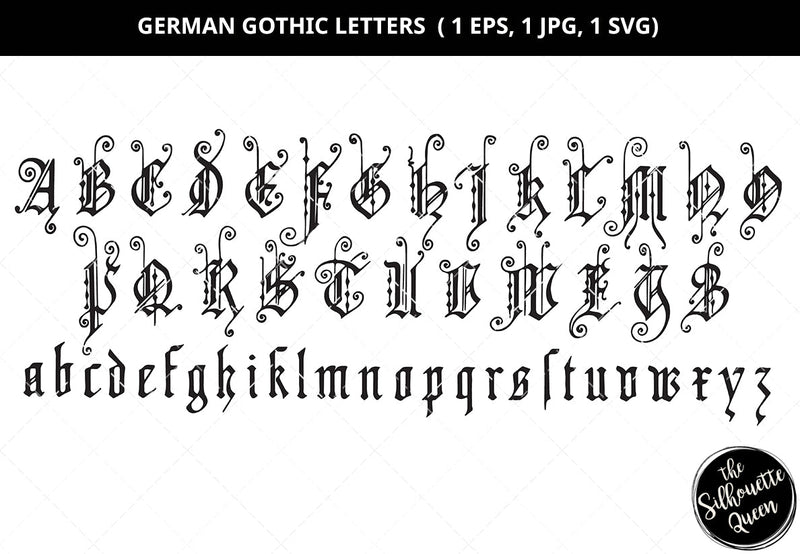 German gothic letter, ornate letters svg, vintage alphabet svg ...