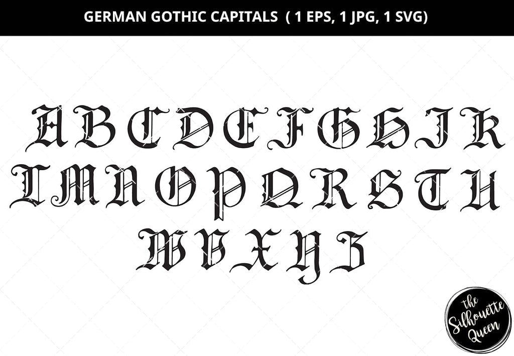 German gothic letter, ornate letters svg, vintage alphabet svg ...