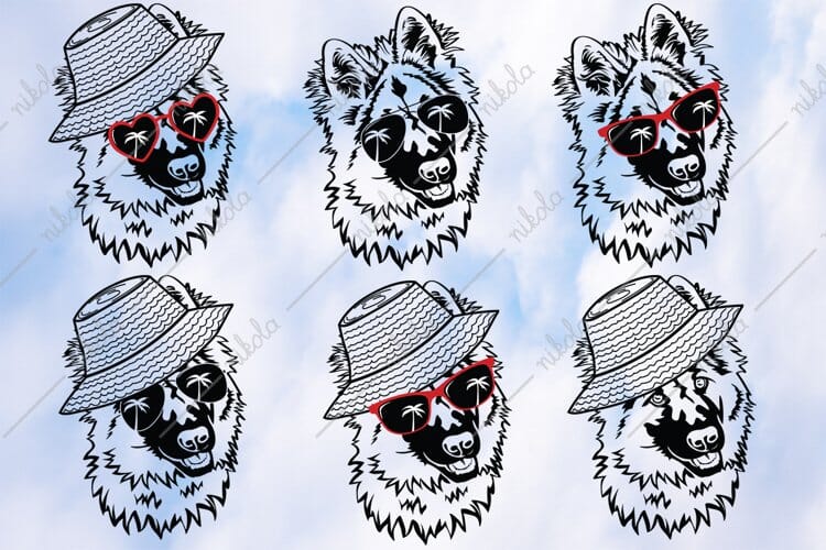 German Shepherd Sunglasses Straw Hat Summer Hat Dog Cut File - So Fontsy