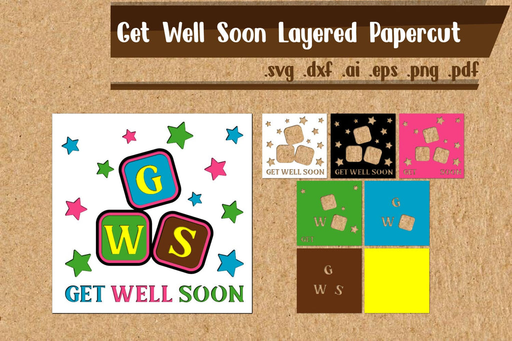 Get Well Soon Layered Papercut - So Fontsy