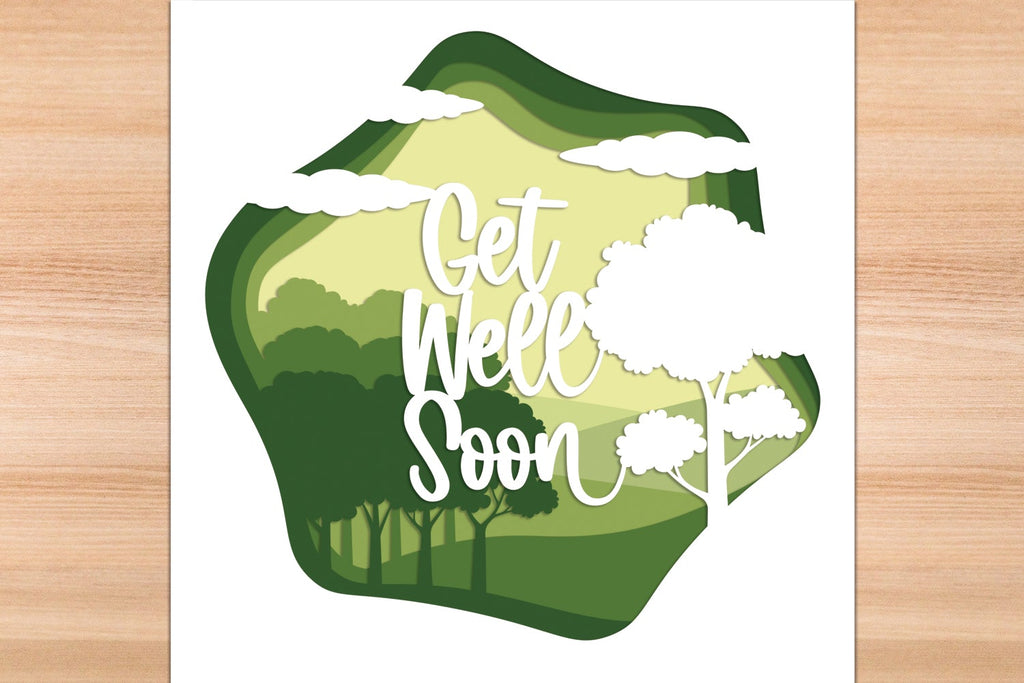 Get Well Soon Wishing Card 3D Layered SVG - So Fontsy