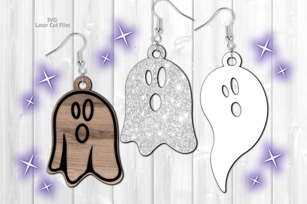 Ghost Earrings SVG Bundle | Halloween SVG Laser Cut Files - So Fontsy